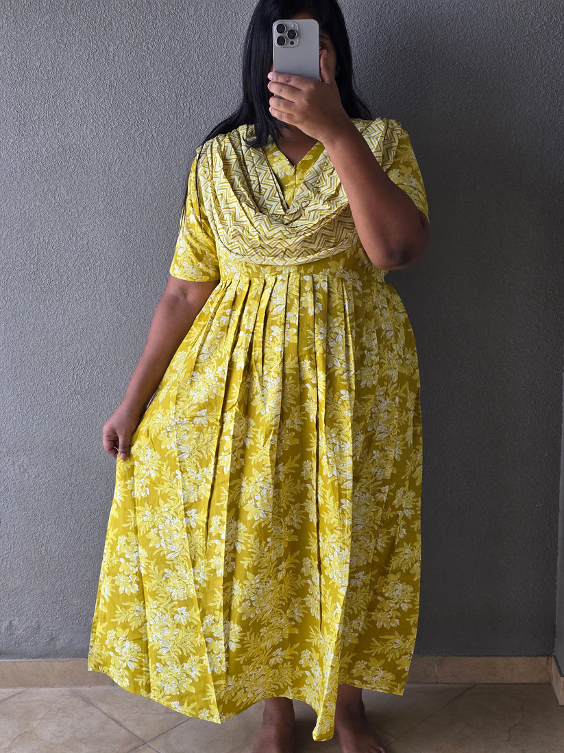 Maxi Style Nighty with Dupatta attached - Yello – Mayaval